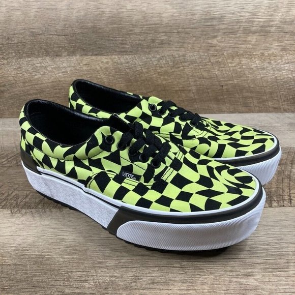 Vans | Shoes | Vans Era Stacked Warp Check Glow In The Dark Green ...